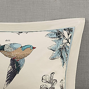 Madison Park Quincy Cozy Comforter Nature Scenery Design - All Season Bedding, Matching Bed Skirt, Decorative Pillows, Quincy, Leaf & Bird Khaki Queen(90"x90") 7 Piece