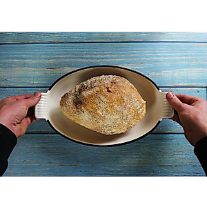 1.58 Qt Enameled Cast Iron Oval Roaster, Casserole Dish, Lasagna Pan, Deep Roasting Pan, for Cooking and Baking - Small 13.4" x 8.46" - Red