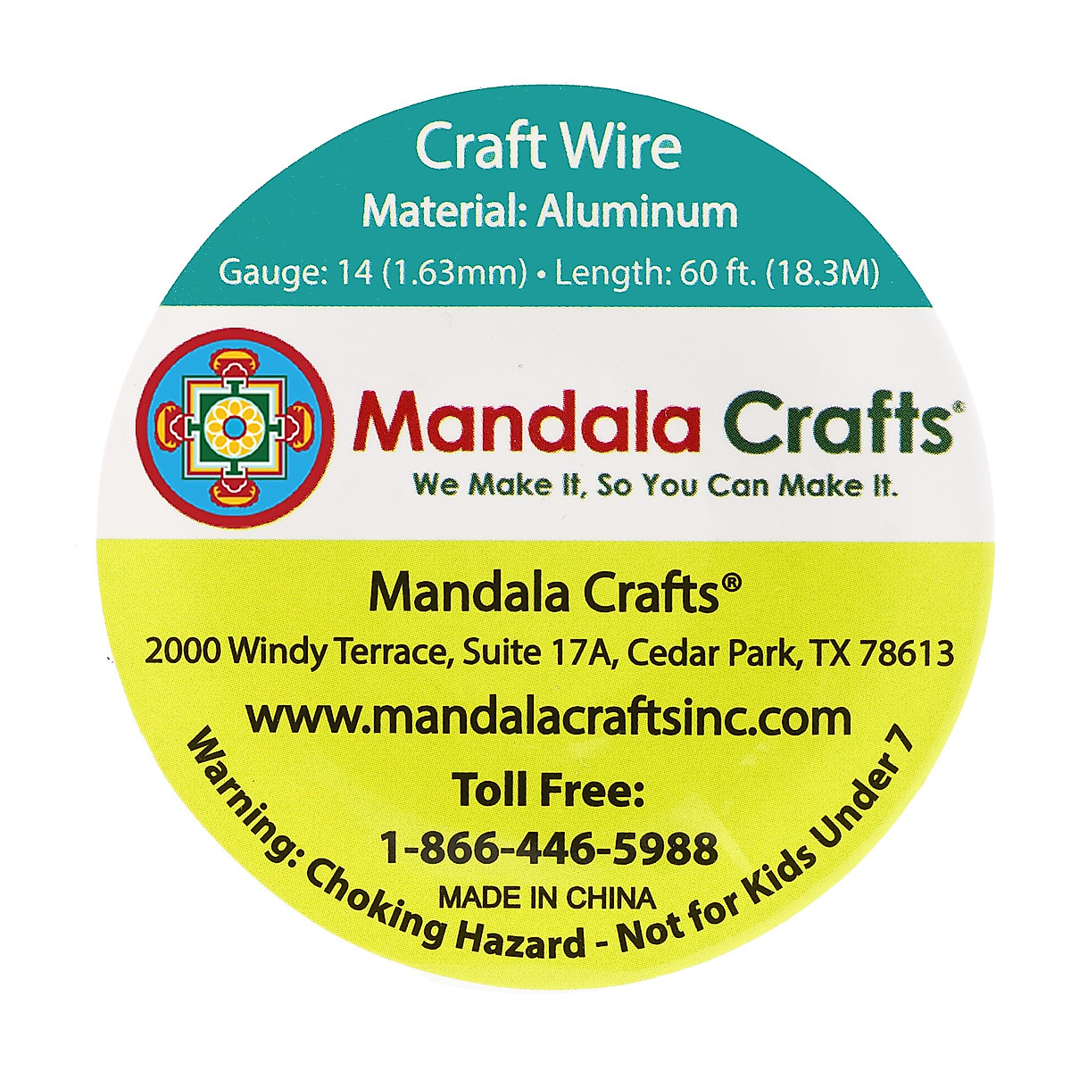 Mandala Crafts 14 Gauge Anodized Aluminum Craft Wire for Jewelry Making - 60 FT Colored Flexible Silver Wire - Bendable for Bonsai Armature Crafting Sculpting
