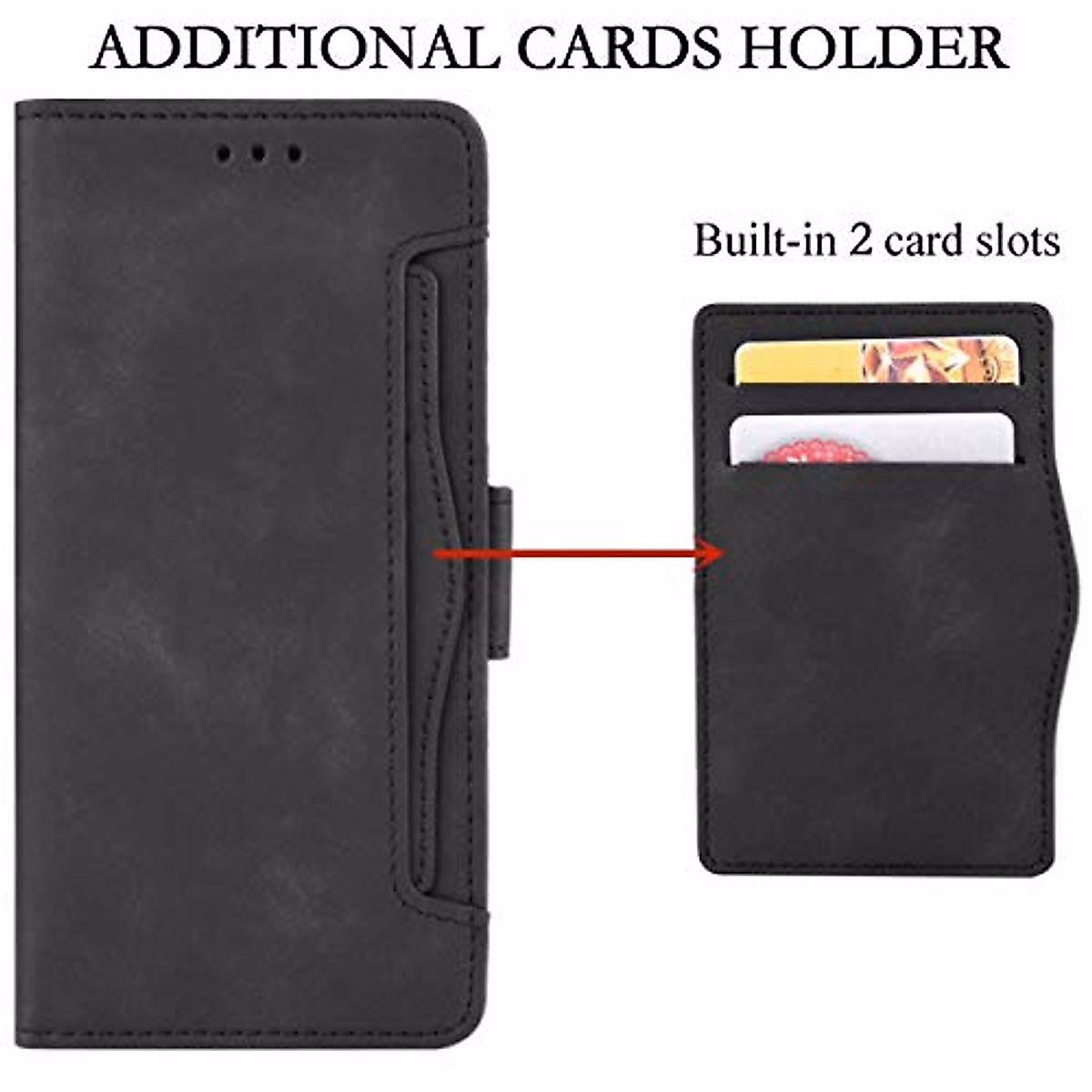 HualuBro Oppo Reno 5A Case, Magnetic Full Body Protection Shockproof Flip Leather Wallet Case Cover with Card Slot Holder for Oppo Reno 6 Pro Plus 5G Phone Case (Black)