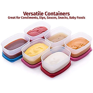 Reusable Airtight Food Containers pk. of 6-3 oz. for Snacks, Baby/Toddler Food/Puree, Condiments, Picnics Food Prep, Lunch, Plastic Food Storage Containers–Dishwasher, Microwave, Freezer Safe BPA free