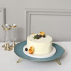 Efavormart 12" Dusty Blue Wavy Hairpin Leg Metal Serving Tray Dessert Display, Pedestal Wedding Cake Cupcake Stand Centerpiece