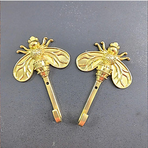 CatchDragon 2pcs Brass Coat Hooks for Wall, Rustic Animal Wall Hooks Gold,Decorative Wall Hooks for Hanging Coats, Towels, Keys, Hat