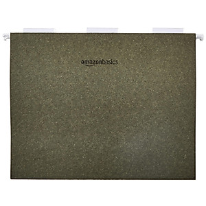 Amazon Basics Hanging File Folders, Letter Size, Standard Green, 1/5-Cut Tabs, 75 per box