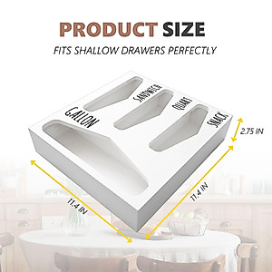Losvio Bag Storage Organizer, Wood Kitchen Food Baggie Dispenser Box for Drawer, Compatible with Most Brands Gallon/Quart Bag, Sandwich Bag, Snack Bag(White)