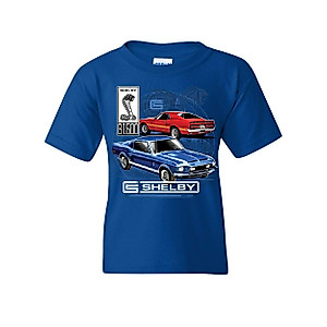 Ford Mustang Shelby GT500 Youth T-Shirt American Classic Shelby Cobra Kids Tee Royal Blue Small