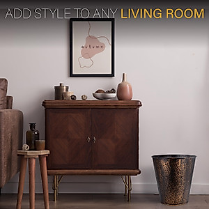 BROOKSTONE, Decorative Metallic Bronze Waste Basket Trash Can - Stylish and Functional Addition to Any Room