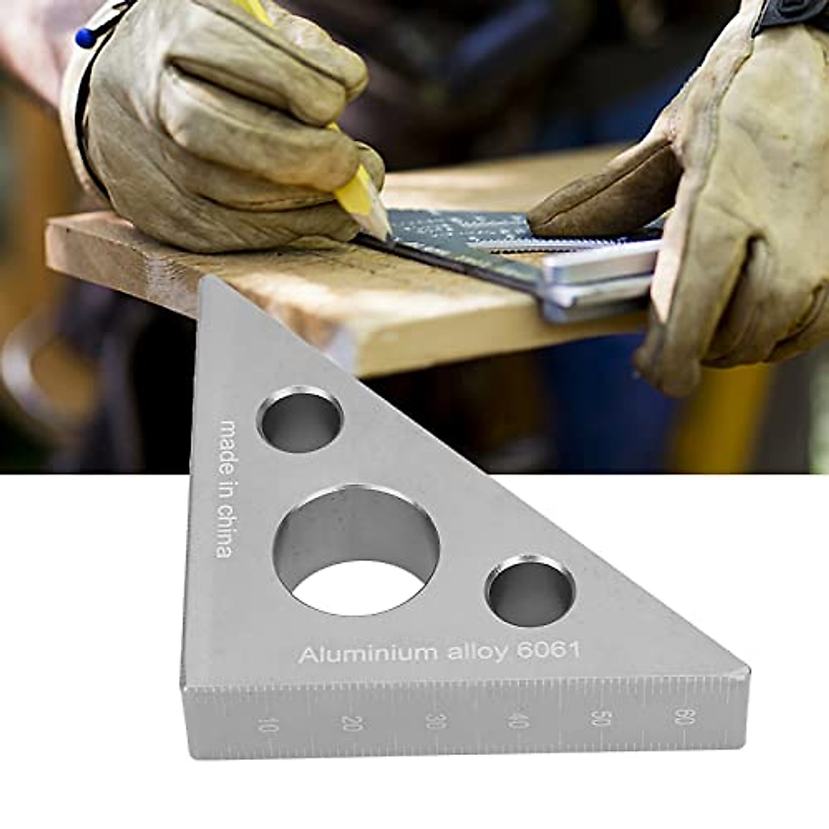 Qyebavge Aluminum Alloy Right Angle Ruler DIY Woodworking Measuring Gauge Triangle Tool with Clear Scale