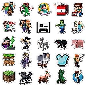 Potota Minecra_ft Stickers| 50 Pack |Vinyl Waterproof Stickers for Laptop,Bumper,Water Bottles,Computer,Phone,Hard hat,Car Stickers and Decals,(Minecra_ft-50)