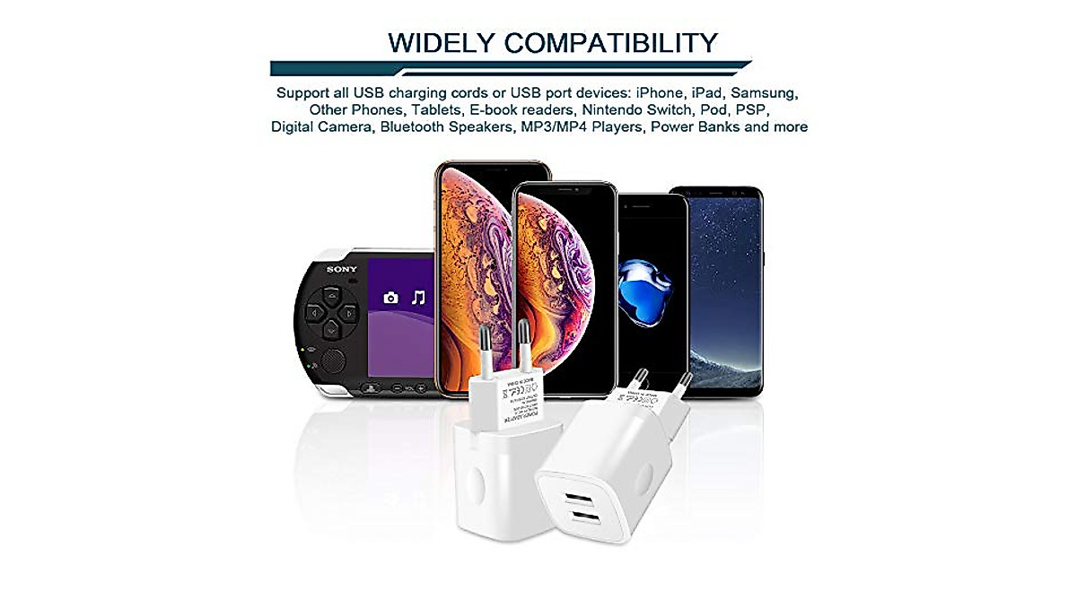 European Travel Plug Block - Fast Dual USB Charger for Europe