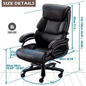 DYHOME Office Chair Black Leather Ergonomic High Back Big and Tall Executive Home Office Chair Comfortable Modern Computer Chair with Quiet Wheels Metal Base Managerial Chair