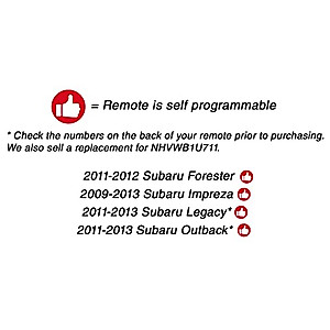 KeylessOption Keyless Entry Remote Car Key Fob for Subaru Forester Outback Legacy Impreza WRX CWTWB1U819 (Pack of 2)