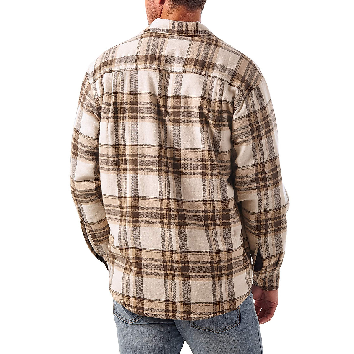 Wrangler Authentics Men's Long Sleeve Sherpa Lined Shirt Jacket, Birch, Large