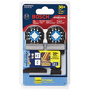 BOSCH OSL002CH 2-Piece Mixed Set 3/4 In. & 1-3/4 In. Starlock Oscillating Multi Tool Metal & More Carbide Extreme Plunge Cut Blades for Cutting Iron Bar, Metal, Wood with Nails, Drywall and Tile