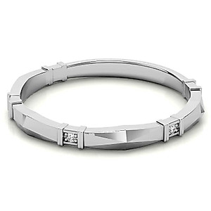 Excellent Round Brilliant Cut 0.04 Carat, Moissanite Diamond Promise Band, Prong Set, Eternity Sterling Silver Band, Valentine's Day Jewelry Gifts, Customized Band (11)