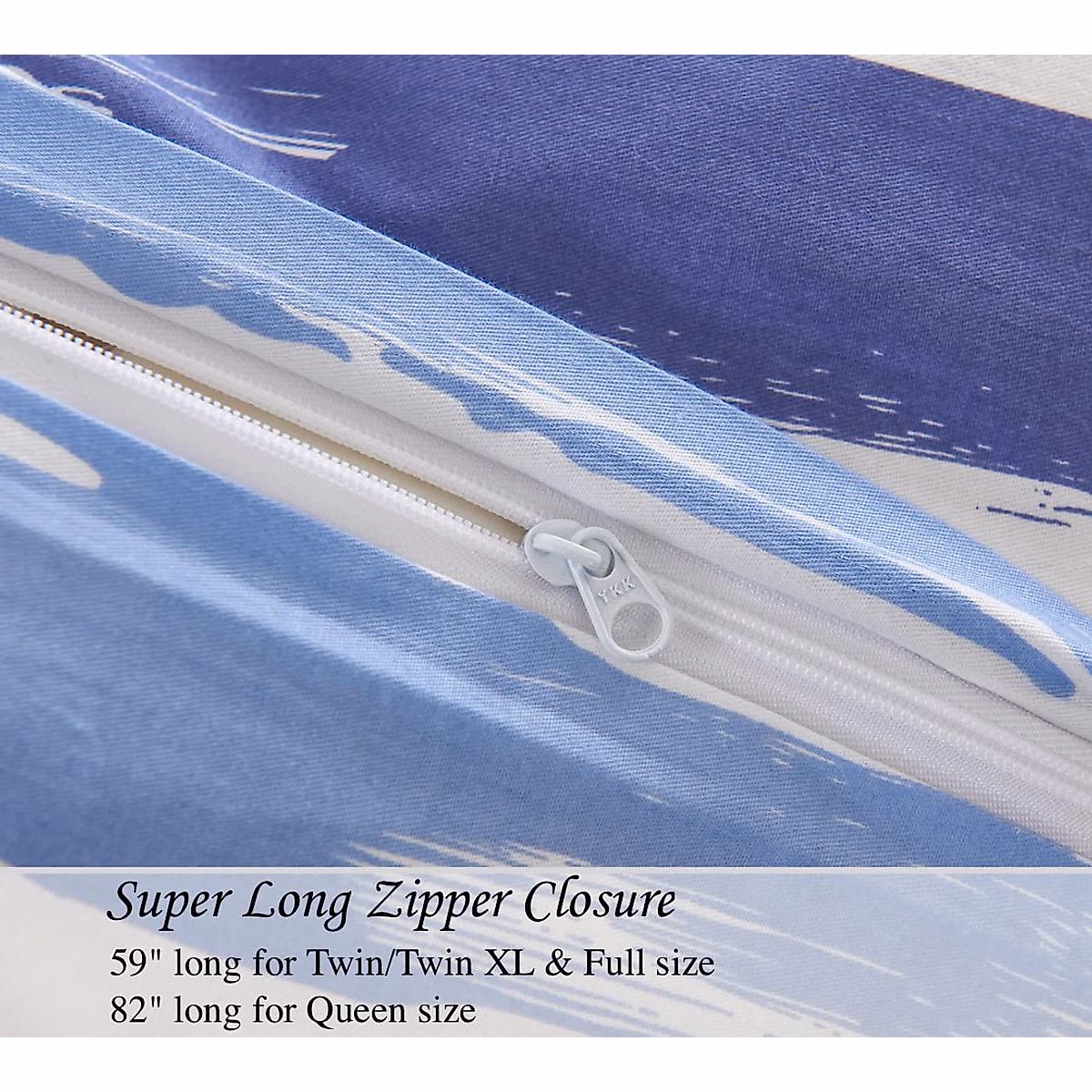 DAUAOTO Queen Size 90"X90" Duvet Cover Set, Print Cotton Teens Kids Bedding, Green Blue Striped