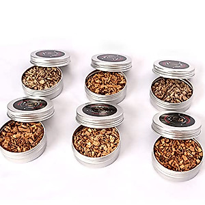 6 X 1Oz Wood Smoking Chip for Cocktail Smoker, add Flavor Wood Chips, Cocktail Flavor Apple, Oak, Pecan, Cherry, Mahogany, pear Wood six Flavors Smoker Woodchips for Blending and BBQ