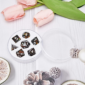 Xinwangda D & D Dice Set 11 manual translucent polyhedron goblin flash epoxy resin dice gift metal box game dice suitable for ttrpg dungeon and dragon role-playing games desktop games (Amber)