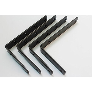 MHMYDZ 8 Pcs Matte Black Steel"L" Corner Brace Joint Angle Bracket Shelf Bracket Wall Hanging with Screws 125mmX75mm/5 InchX3 Inch Decorative Corner Brackets Joint Angle Bracket