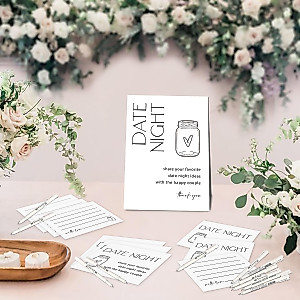 Date Night Game Sign and 50 Date Night Cards Bridal Shower Bachelorette Games Supplies Bridal Shower Favors Rustic Bridal Shower Wedding Decorations-DNC09