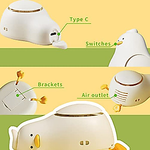 Portable Neck Fan, Hanging Neck Fan with Adjustable Lanyard, USB Rechargeable Mini Hand Held Fan，3 Wind Speed Personal Fan, Cute Bladeless Fan for Home Office Outdoor Travel (LIE-IN-PEACE DUCK)