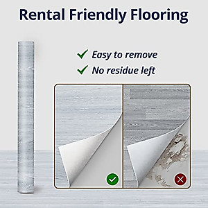 Vinyl Flooring Roll 24x118〞(19.4 Sq.Ft), Self-Adhesive Peel and Stick, Wood Grain Look, for Bathroom, Kitchen, Bedroom, RV