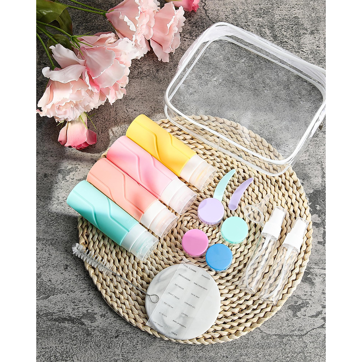 Travel Bottles Set for Toiletries, Travel Essentials Silicone Travel Bottle, Tsa Approved Travel Size Containers for Shampoo, Conditioner, Lotion - Squeezable Tubes Easy Dispensing(BPA Free)