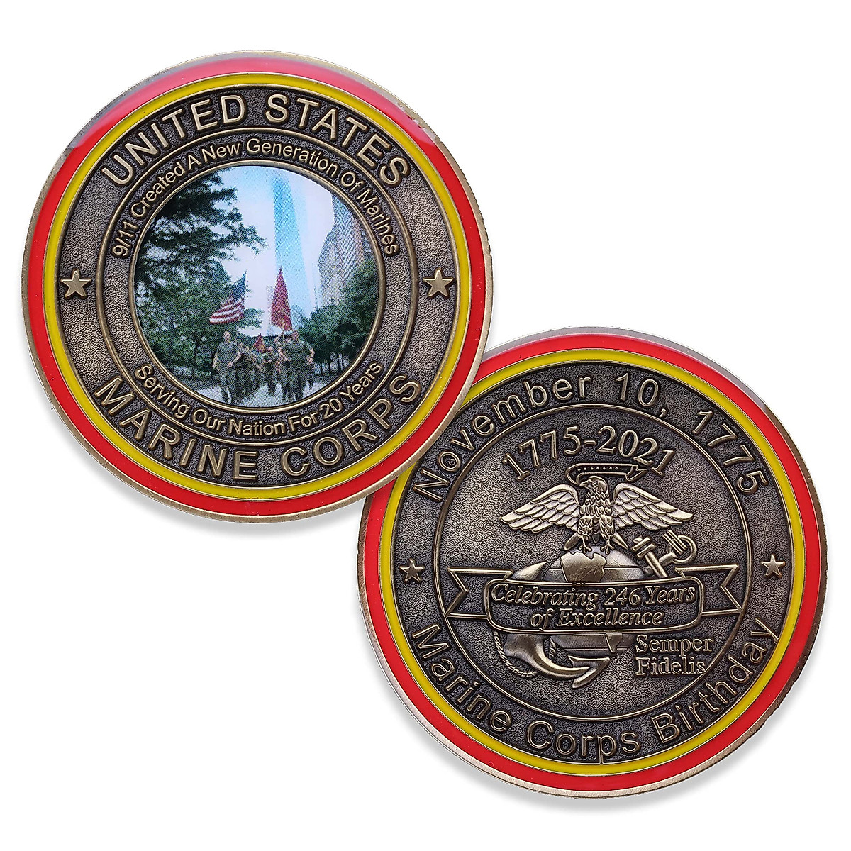 2021 Marine Corps Birthday Ball Challenge Coin! 9-11 Tribute USMC Bday Custom Coin! Designed for Marines by Marines Semper Fi. Officially Licensed Coin!