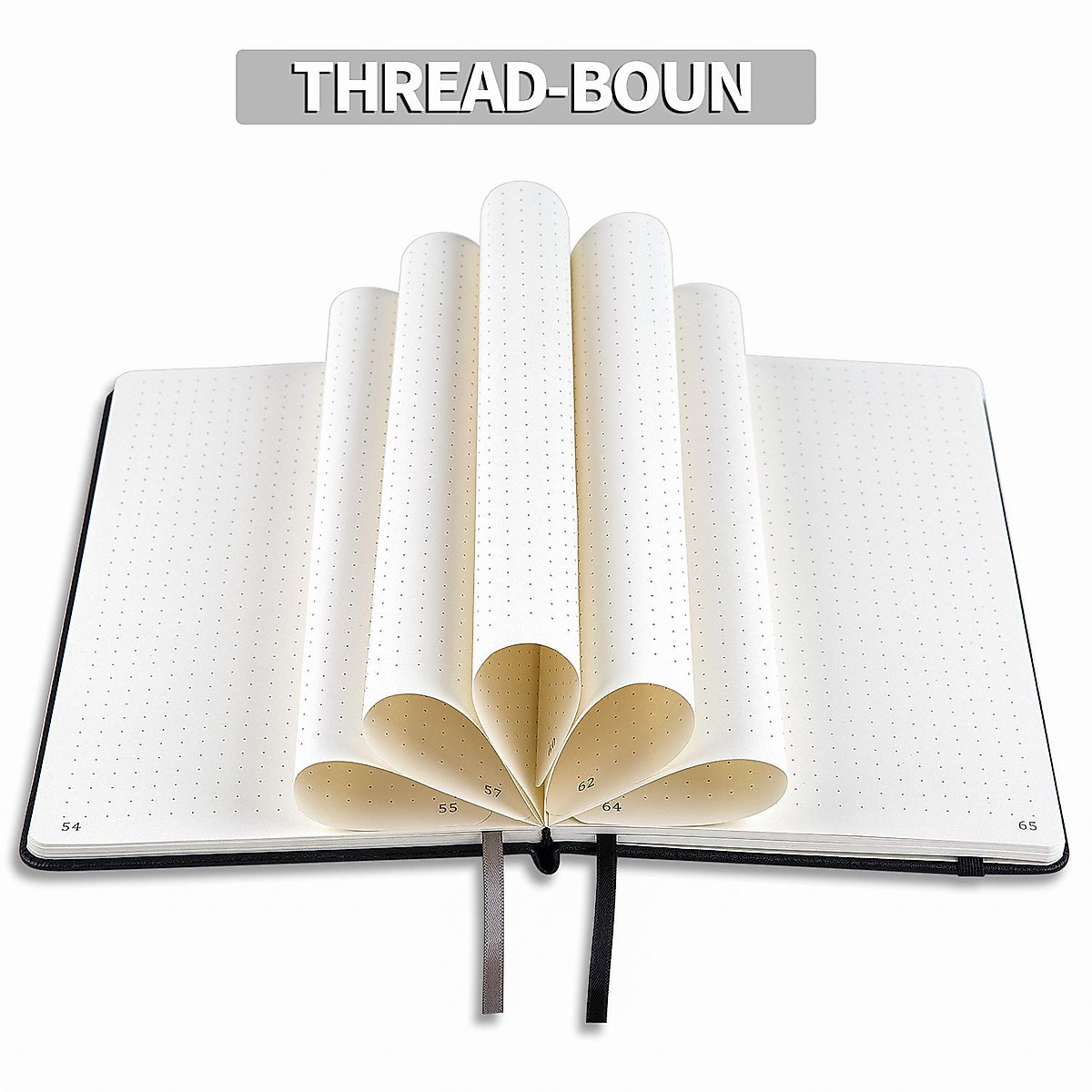 Artfan Bullet Dotted Journal - Numbered & Index Pages with Label, 5.25" x 8.25", Thick Paper with Inner Pocket & 2 Bookmarks, Hard Cover Notebook, Smooth Faux Leather - Black