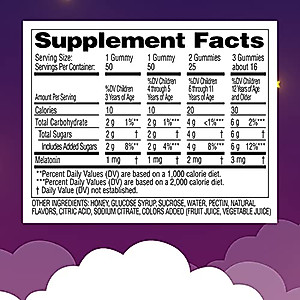Zarbee's Kids 1mg Melatonin Gummy, Drug-Free & Effective Sleep Supplement for Children Ages 3 and Up, Natural Berry Flavored Gummies, 50 Count