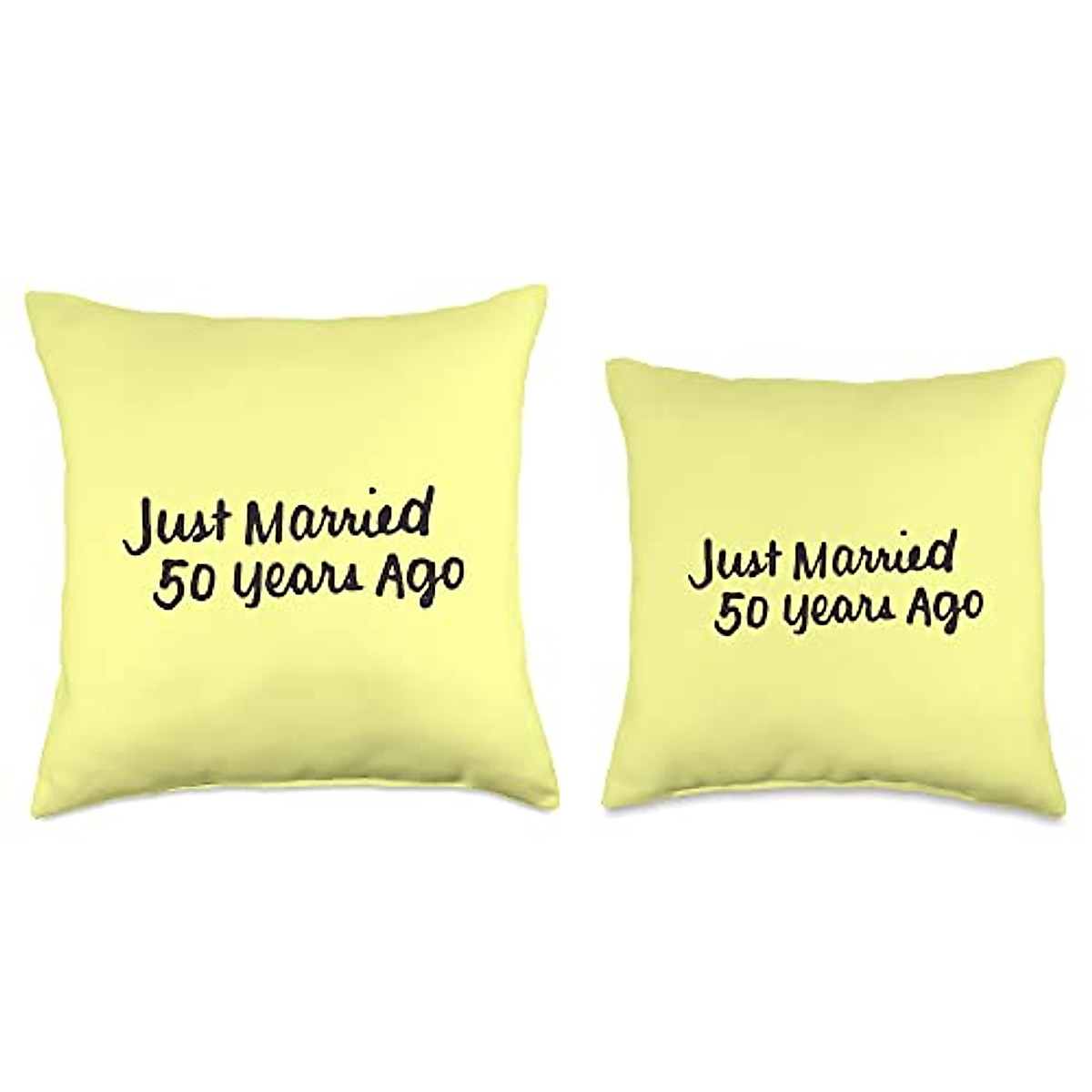 Happy 50th Wedding Golden Anniversary Gifts Store Just Married 50 Years Ago Golden Wedding Anniversary Throw Pillow, 18x18, Multicolor