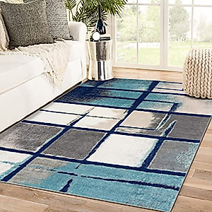 LUXE WEAVERS Lagos Collection 9218 Blue 6x9 Art Deco Geometric Area Rug