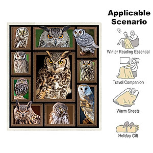 Owls Gifts for Women Men, Owl Decor Blanket 50''x60'', Owls Print Fleece Throw Blanket, Owl Gifts for Owl Lovers, Owl Throw Blanket for Bed Couch Living Room Home Decor, Just a Girl Who Loves Owls