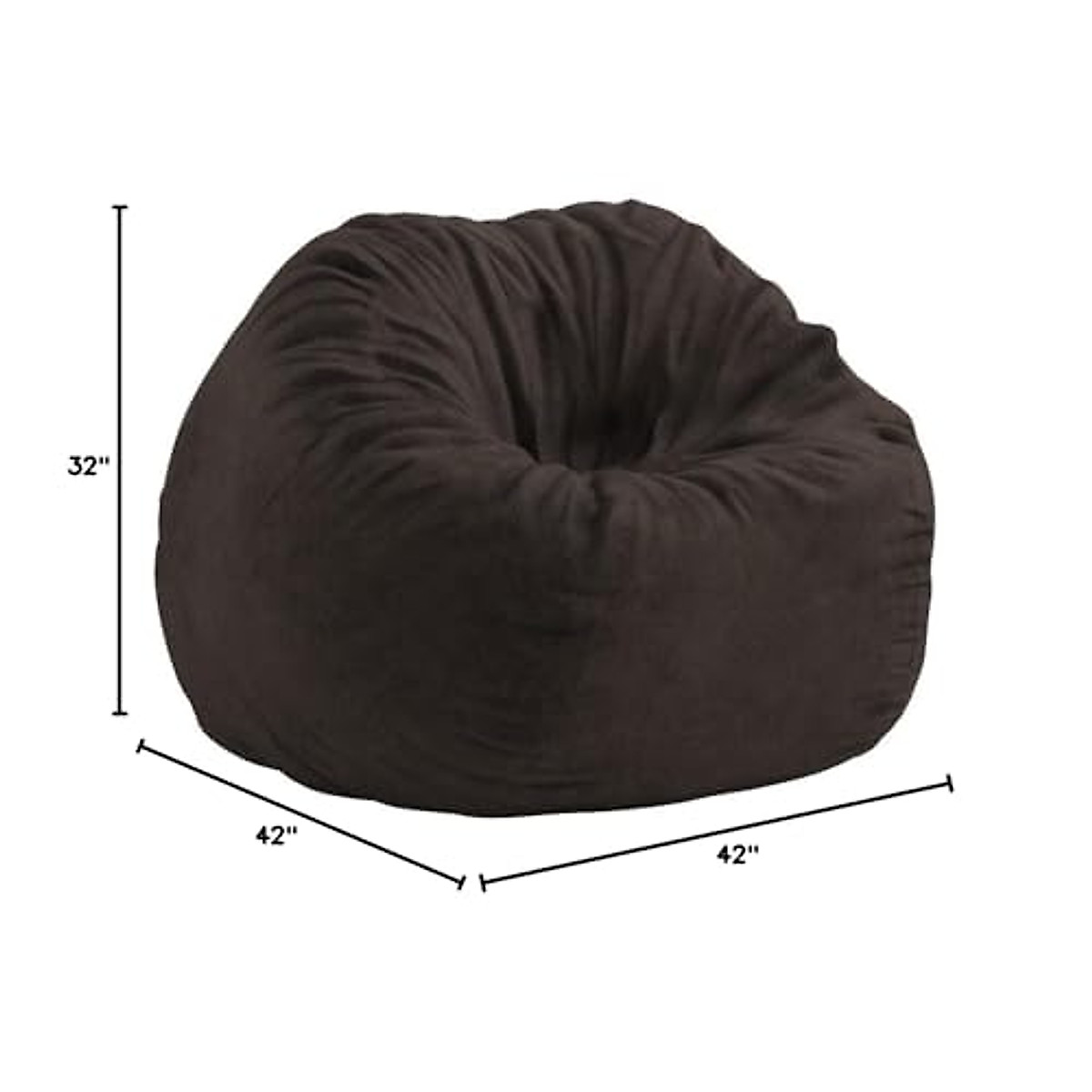 CordaRoy's Chenille Bean Bag Chair, Convertible Chair Folds from Bean Bag to Lounger, As Seen on Shark Tank, Espresso - Full Size