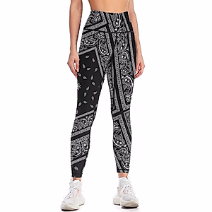 Wxkllsom Black Bandanas Leggings for Women High Waisted Butt Lifting Yoga Pants