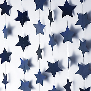 Furuix Outer Space Baby Shower Decorations 2pcs Mini Navy Blue Paper Star Garland Star String for Hanging Décor Wedding Party Decoration Outer Space Decor Birthday Decorations