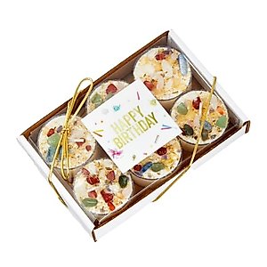 Happy Birthday Candle by New Moon Beginnings - Intention & Manifestation - Birthday Wish Candle - Crystal & Herb Candles - Aromatherapy Candles - Soy Candle (6 Pack tealights)