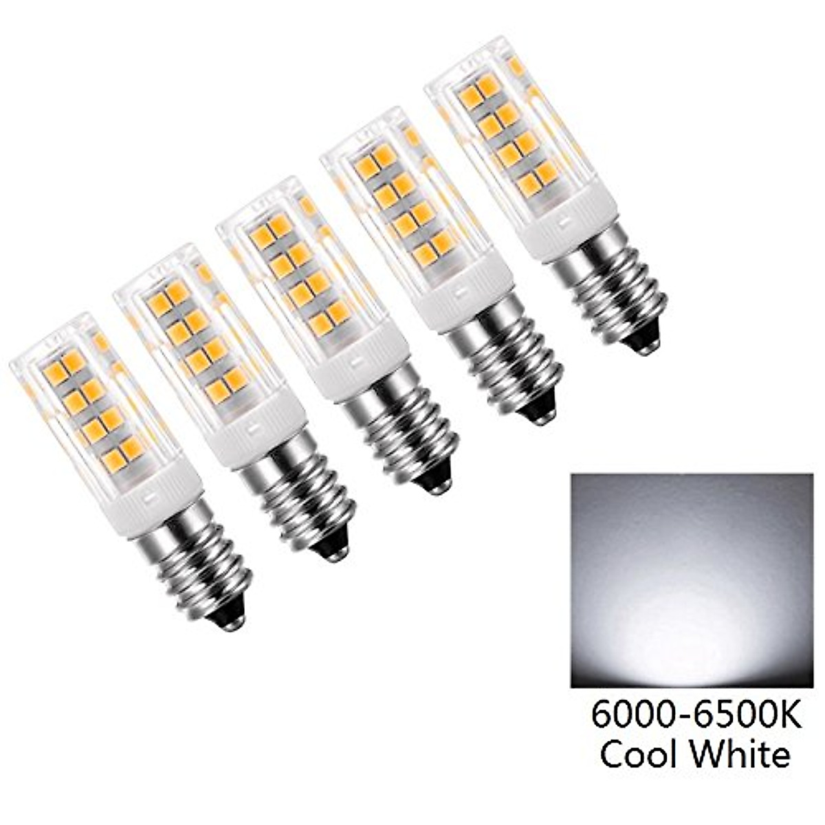 Vlio E14 5W LED Light Bulb 10 Pack, Cool White 6000K, 40W Incandescent Bulb Equivalent, 400LM 52 LED 2835-SMD Light, Not Dimmable, AC110V
