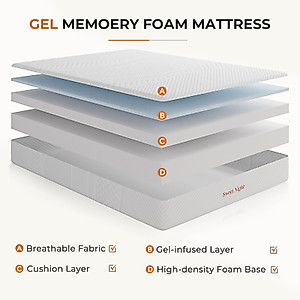 Sweetnight Full Mattress, 12 Inch Full Memory Foam Mattress, Gel Infused & Perforated Foam for Staying Cool & Pressure Relief, Full Size Bed Mattress in a Box