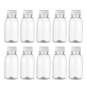 DOITOOL Plastic Juice Bottles with Caps - 15Pcs Reusable Juice Containers with Lids for Fridge - Clear Refillable Water Bottles Smoothie Bottle for Homemade Juices, Milk, Tea（100ml/3.4oz