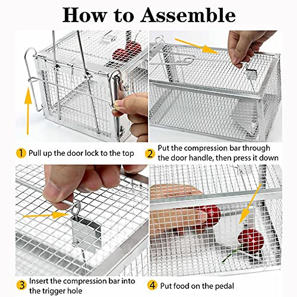 2-Pack Humane Rat Cage Traps, Live Mouse Rat Traps Catch and Release for Indoor Outdoor, Small Animals Traps, Easy to use, Pet Safe ( 10.6"x 5.5"x 4.5" )