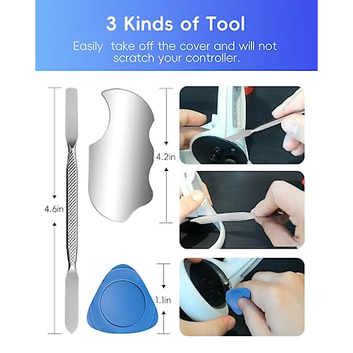 Replacement Thumbsticks for Meta Quest 2 Controller, AOLION Oculus Quest 2 Replacement Parts with 2 Intelligent Sensing Thumbsticks, 4 Thumb Grips