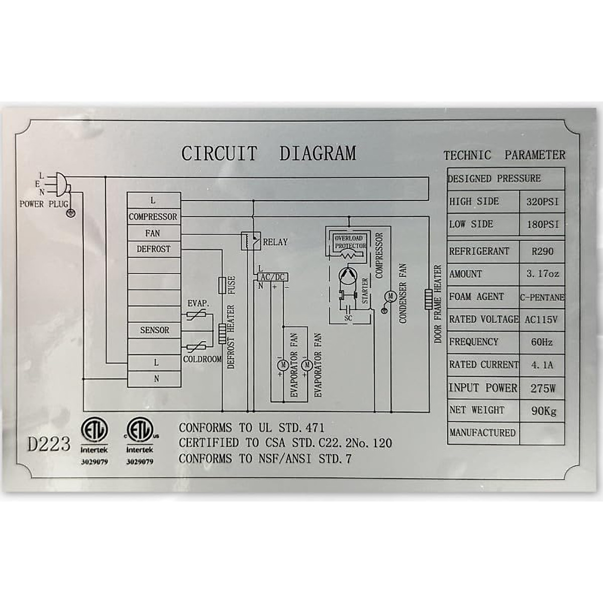 Under Counter Freezer 36" Stainless Steel Commercial Freezer NSF 2 doors 2 shelves, capacity 8 cuft 0°F to -8°F 115V/60HZ Restaurant- UUC36F