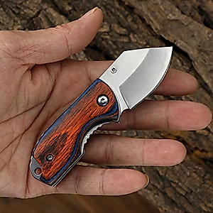 Dispatch Mini Folding Small Pocket Knife, Stainless Steel Sanding Blade and Steelhead EDC Tactical Tools with Colorful Wooden Handle, Everyday Carry, Unique Small Gift for Father-Mother Men Women