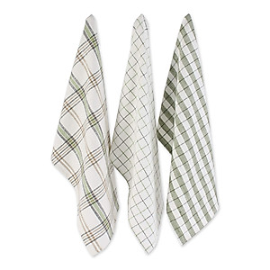 DII Garden Fresh Herbs Kitchen Collection, Dishtowel/Dishcloth Set, Greenhouse Plaid, 6 Piece