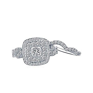 FB Jewels 14kt White Gold Womens Princess Diamond Bridal Wedding Engagement Ring Band Set 2.00 Cttw (I1 clarity; G-H color)