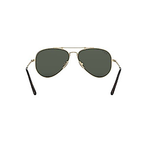 Ray-Ban RB8125M Titanium Aviator Sunglasses, Gold Demigloss/Polarized G-15 Green, 58 mm