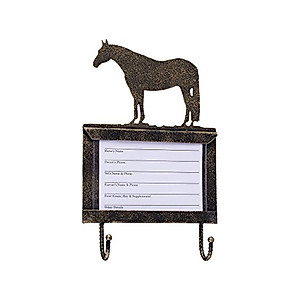 JT International Deluxe Bronze Stall Card Holder w Hooks Qtr Horse