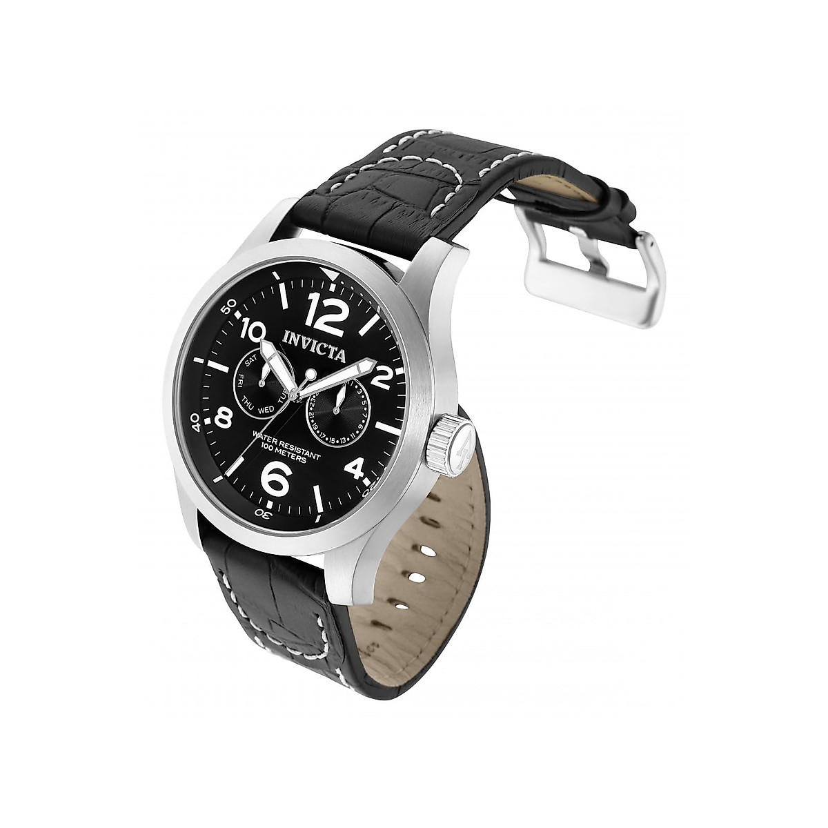 Invicta Men's 0764 I-Force Stainless Steel Watch with Black Leather Band