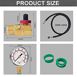 GODESON Air Tank Valve Kit with Gauge, Air Tank Repair Kit Come with 2" Pressure Gauge with 1/8"NPT, 4 Ft Air Hose with 1/4"NPT Connect and Brass Air Tank Manifold with 1/2" NPT to Air Tank…